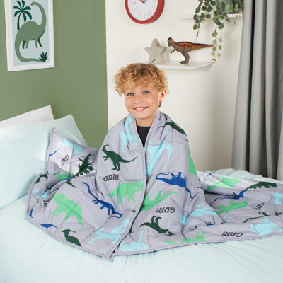 Weighted Blanket Kids Dino Sensory Sleep Therapy Anxiety Soft Teddy ...