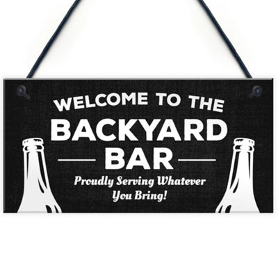 Welcome Backyard Bar Sign Hanging Home Bar Sign Garden Plaque Gift ...