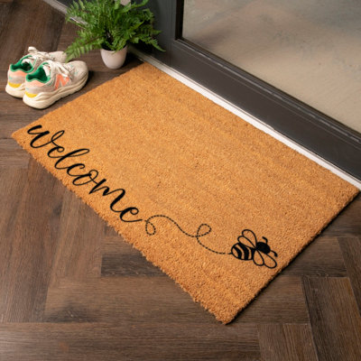 Welcome Bee Country Size Coir Doormat | DIY at B&Q