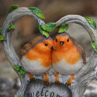 Welcome Robin Statue Home Garden British Robins Bird Sculpture Outdoor ...