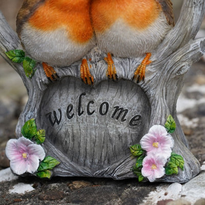 Welcome Robin Statue Home Garden British Robins Bird Sculpture Outdoor ...