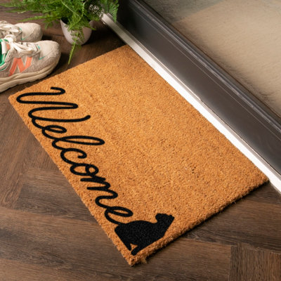 Welcome Scribble Text Cat Doormat | DIY at B&Q