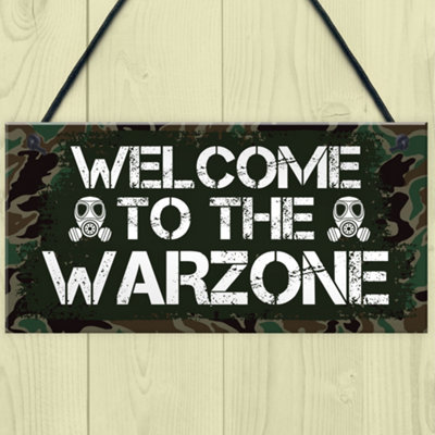 WELCOME TO THE WARZONE Gaming Sign Gamer Gift Bedroom Door Sign For Son