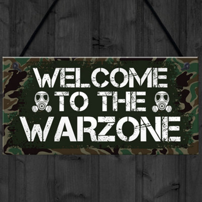 WELCOME TO THE WARZONE Gaming Sign Gamer Gift Bedroom Door Sign For Son