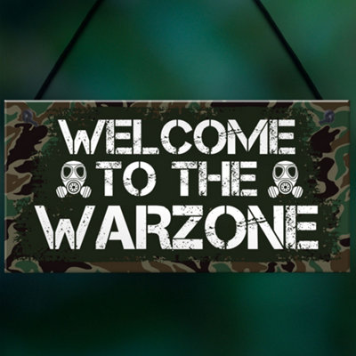 WELCOME TO THE WARZONE Gaming Sign Gamer Gift Bedroom Door Sign For Son
