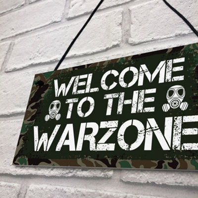 WELCOME TO THE WARZONE Gaming Sign Gamer Gift Bedroom Door Sign For Son