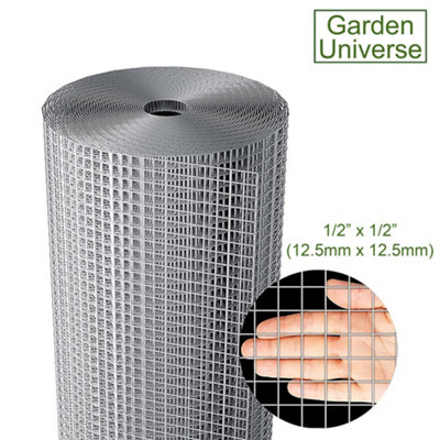 Welded Wire Mesh Fencing 12.5 x 12.5mm Hole (1/2"x 1/2") Galvanised H ...