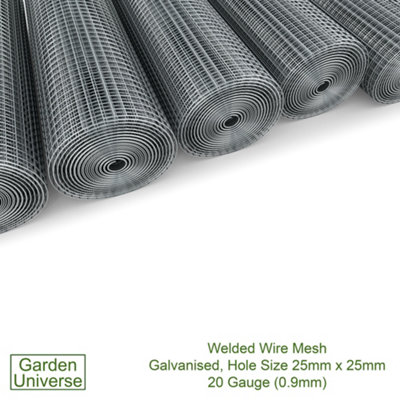 Welded Wire Mesh Fencing 2.5 x 2.5cm Hole (1"x1") Galvanised H 60cm x L ...