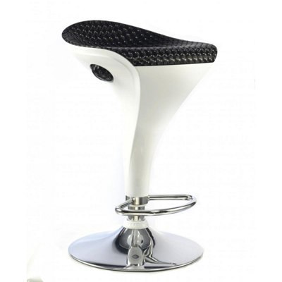 Welford Bar Stool White Base & Black PU Seat (2s) | DIY at B&Q