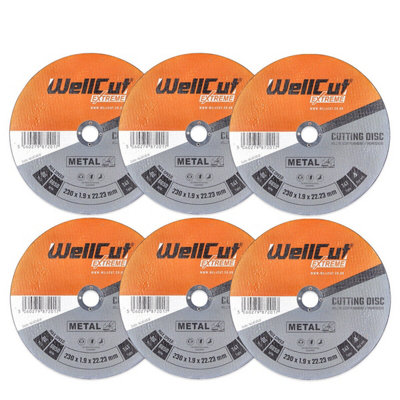 WELLCUT ANGLE GRINDER THIN METAL CUTTING DISC 230MM 9" - PACK OF 6