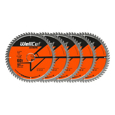 WellCut TCT Extreme Circular Saw Blade 165mm x 20mm x 60T, Suitable for ...