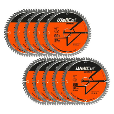 WellCut TCT Extreme Circular Saw Blade 190mm x 30mm x 60T, Suitable for ...