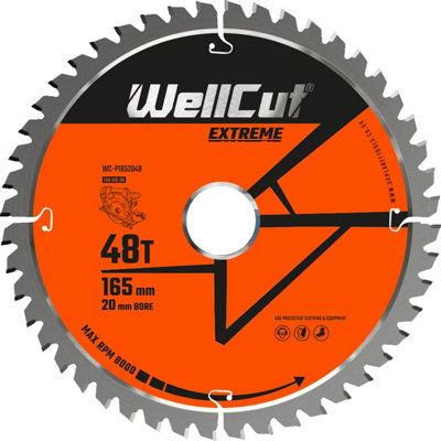 WellCut TCT Extreme Circular Saw Plunge Saw Blade 165mm x 20mm x 48T ...