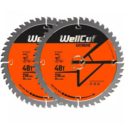 WELLCUT TCT EXTREME MITRE SAW TABLE SAW BLADE 216MM X 30MM X 48T ...