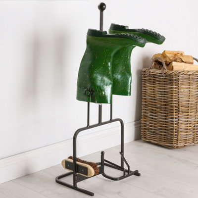 Wellington Boot Storage Rack Matte Black Welly Boot Jack & Shoe Brush ...