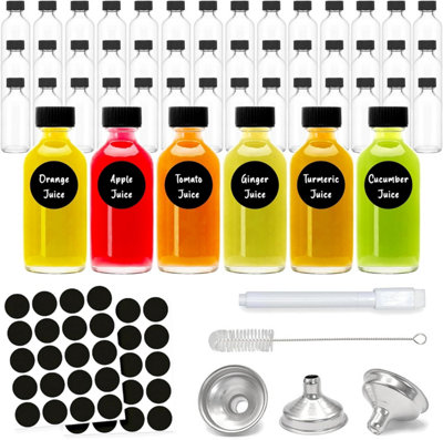 Wellness Shot Bottles 48 Pack Ginger Shot Bottles with Lids 60ml with ...