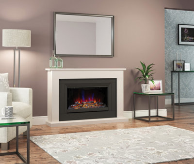 Wellsford Pearlescent Cashmere Timber Electric Fireplace | DIY at B&Q