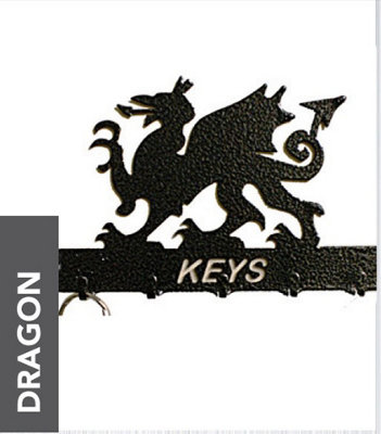 Welsh Dragon Key Holder - Rack - Solid Steel - W15 x H9 cm - Black ...