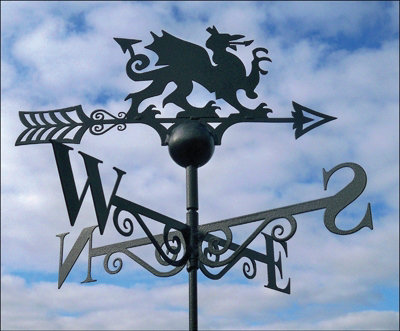 Welsh Dragon Weathervane - Solid Steel - W61 x H88 cm - Black | DIY at B&Q