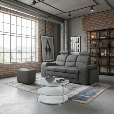 WENUS upholstered sofa bed DL sleeping function with two pouffes ...