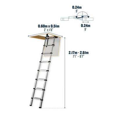 Werner Aluminium Telescopic Loft Ladder 2.6m | DIY at B&Q