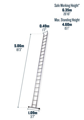 WERNER PROFESSIONAL SQUARE RUNG SINGLE LADDER 5.86M