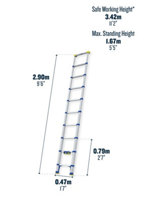 Werner Telescopic Soft Close Extension Ladder 2.9m