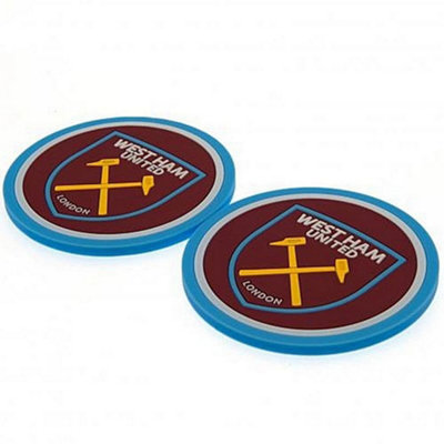 West Ham United FC Coaster Set (Pack of 2) Claret Red/White (One Size ...