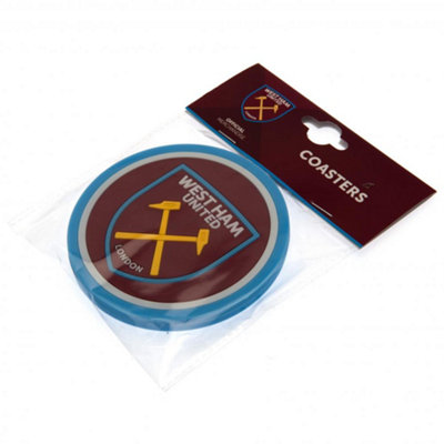 West Ham United FC Coaster Set (Pack Of 2) Red (One Size) | DIY at B&Q