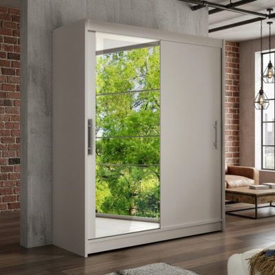 WESTA VI 150 cm Mirrored Sliding Cashmere Wardrobe Spacious Modern ...