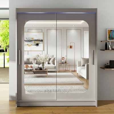 WESTA XII 150 cm Mirrored Sliding Cashmere Wardrobe Spacious Modern ...