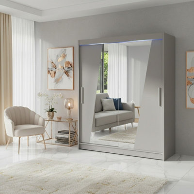 WESTA XIV 200 cm Mirrored Sliding Cashmere Wardrobe Spacious Modern ...