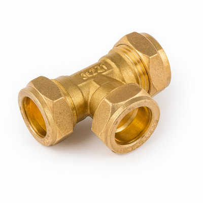 Westco 22mm Compression Equal Tee J614 (DZR) Brass Fitting - Corrosion ...