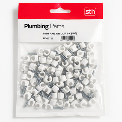 Westco 8mm Nail On Pipe Clips Pack of 100 - Durable Polypropylene with ...