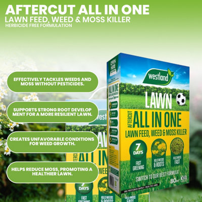 WESTLAND AFTERCUT ALL IN ONE LAWN FEED WEED & MOSS KILLER 80M² FAST ...