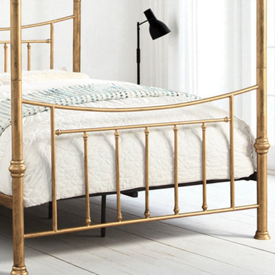 Westminster Antique Brass Effect Metal Victorian 4 Poster Canopy Double ...