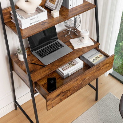 WestWood Bookcase Ladder Design With Desk 3 Tiers Storage Office Home ...