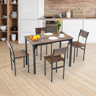 WestWood Compact Dining Table and 4 Chairs Set 5PCS Wooden Space Saving ...