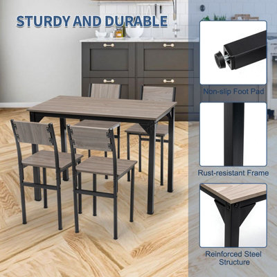 WestWood Compact Dining Table and 4 Chairs Set 5PCS Wooden Space Saving ...