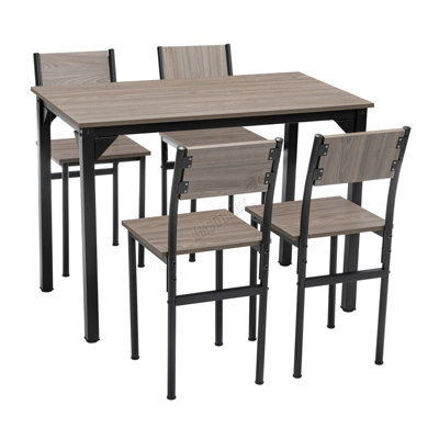 WestWood Compact Dining Table and 4 Chairs Set 5PCS Wooden Space Saving ...