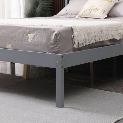 WestWood Double Bed Durable Solid Pine Frame Low Foot End Wood Slat ...