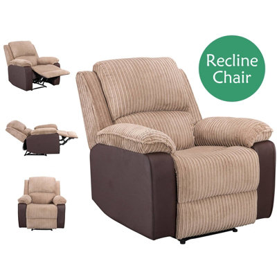 WestWood Fabric Leather Manual Recliner Single Sofa Reclining Armchair ...