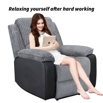 WestWood Fabric Leather Manual Recliner Single Sofa Reclining Armchair ...