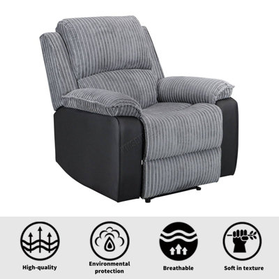 WestWood Fabric Leather Manual Recliner Single Sofa Reclining Armchair ...