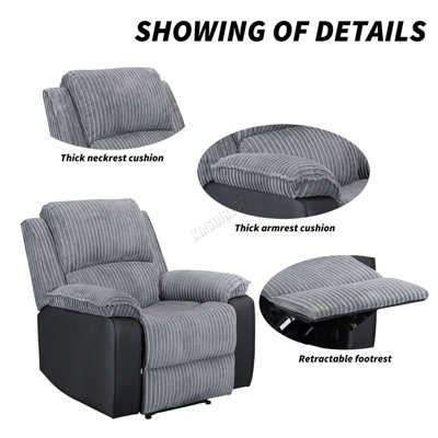 WestWood Fabric Leather Manual Recliner Single Sofa Reclining Armchair ...