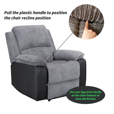 WestWood Fabric Leather Manual Recliner Single Sofa Reclining Armchair ...
