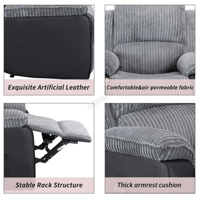 WestWood Fabric Leather Manual Recliner Single Sofa Reclining Armchair ...