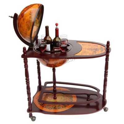 WestWood Globe Shaped Mini Bar Trolley With Table Drinks Cabinet ...