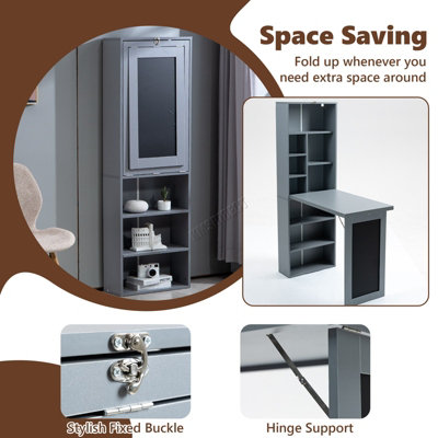 WestWood Grey Pull-Down Desk Storage Shelf Convertible Computer Work ...