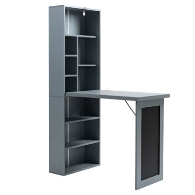 WestWood Grey Pull-Down Desk Storage Shelf Convertible Computer Work ...
